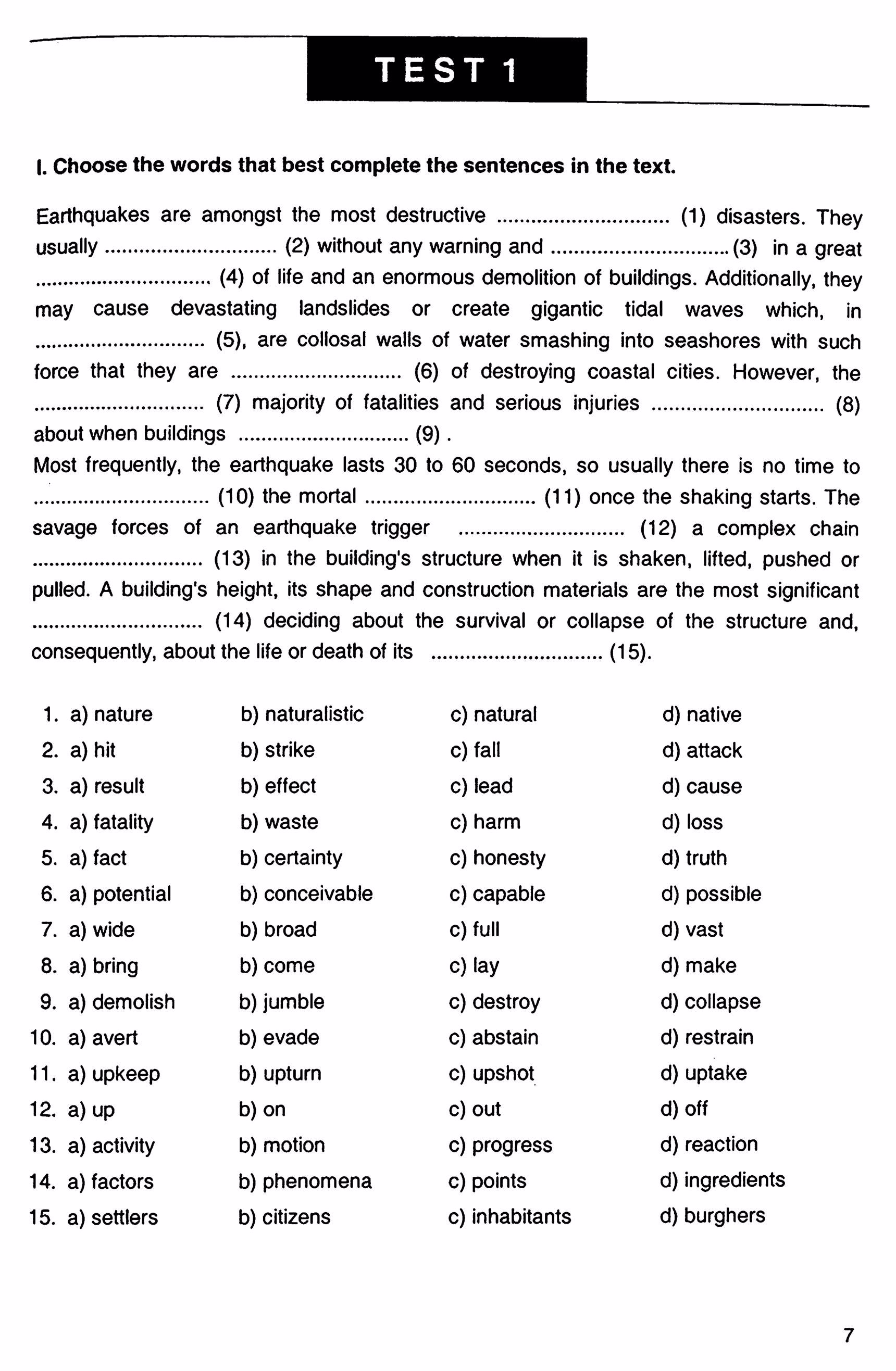 English Advanced Vocabulary And Structure Practice 