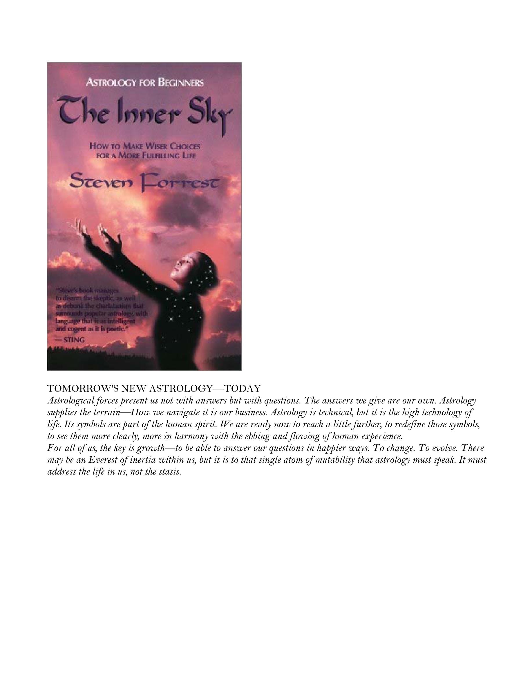 The Inner Sky The Dynamic New Astrology for Everyone by Steven Forrest ...